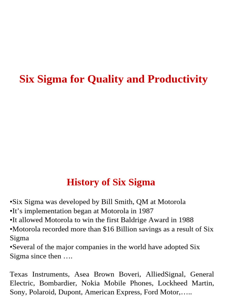 Six Sigma: Enhancing Quality & Productivity | PDF | Six Sigma ...