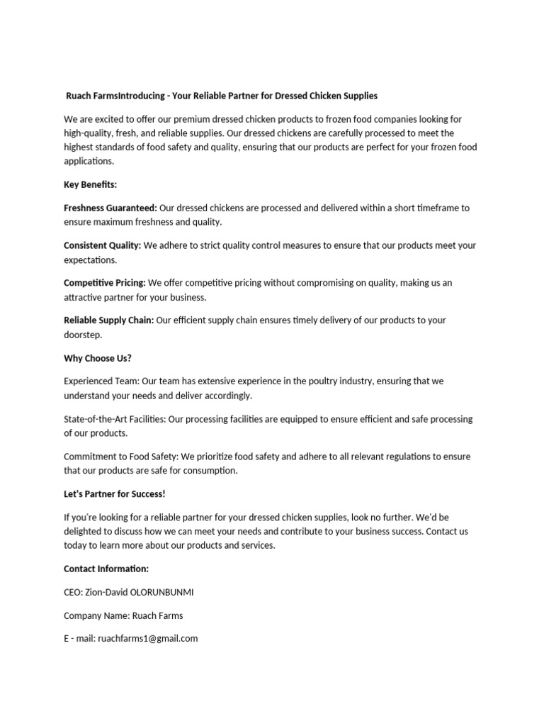 Ruach Farms Pitch | PDF