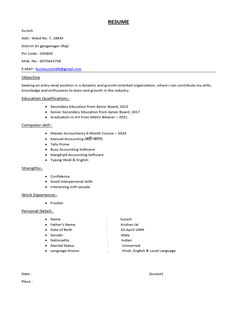 RESUME Suresh | PDF