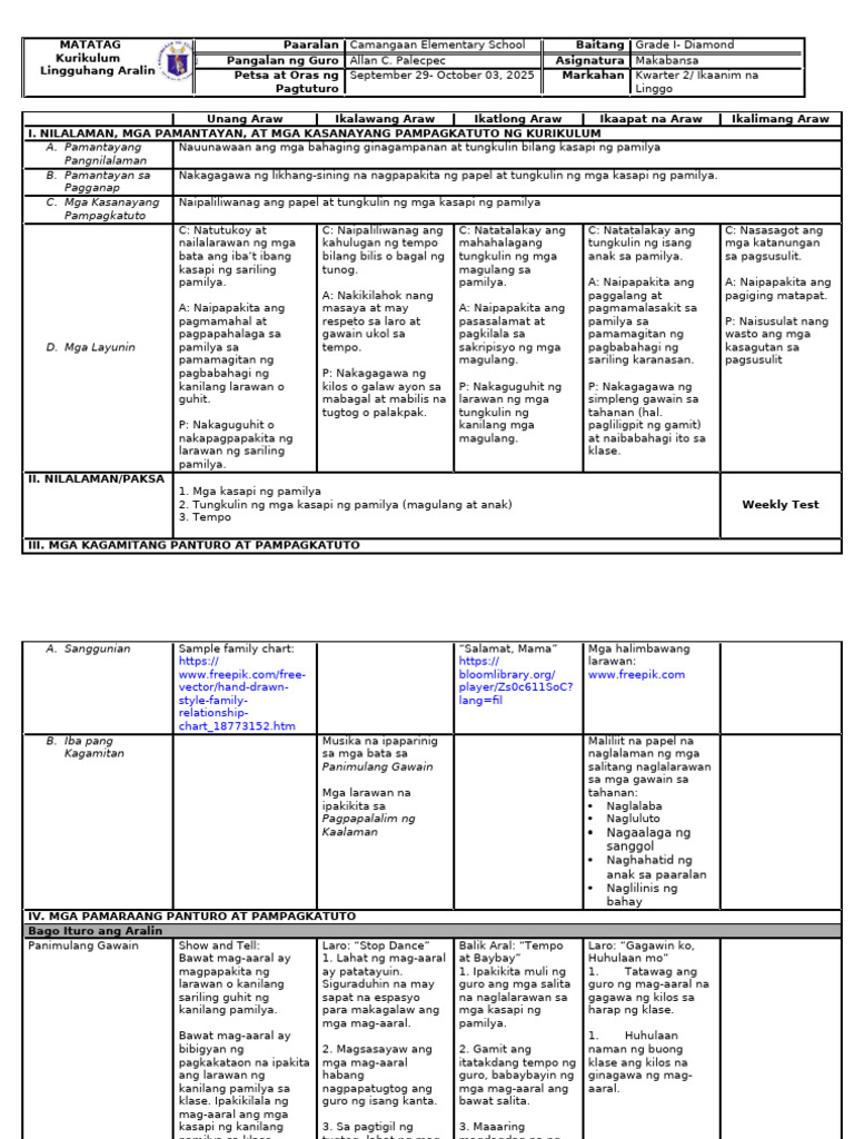 G1-Q2-DLL-WEEK 6-Makabansa | PDF