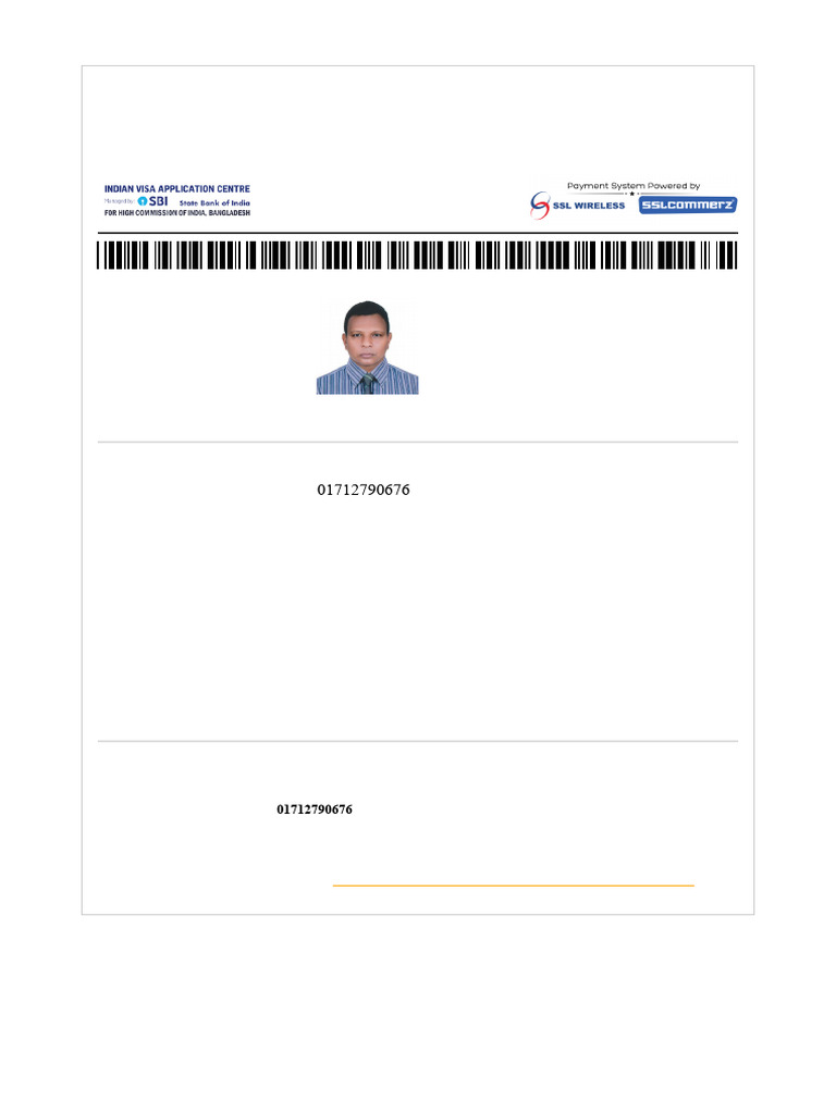 IVAC Payment Invoice for Visa Application | PDF