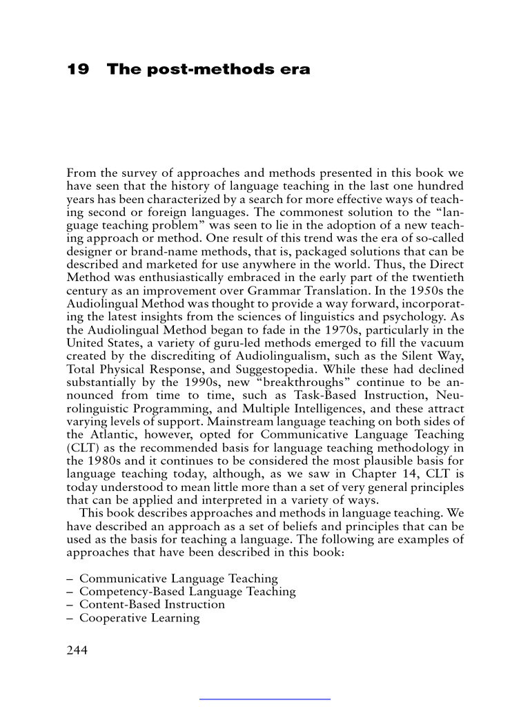 Week 2 The Post-Methods Era | PDF | Teachers | Language Education