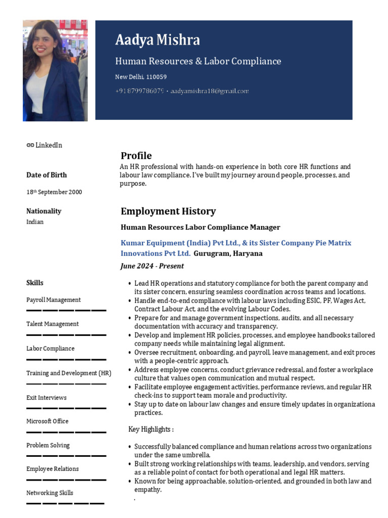 HR and Labor Compliance Expert Profile | PDF | Employment | Human Resources