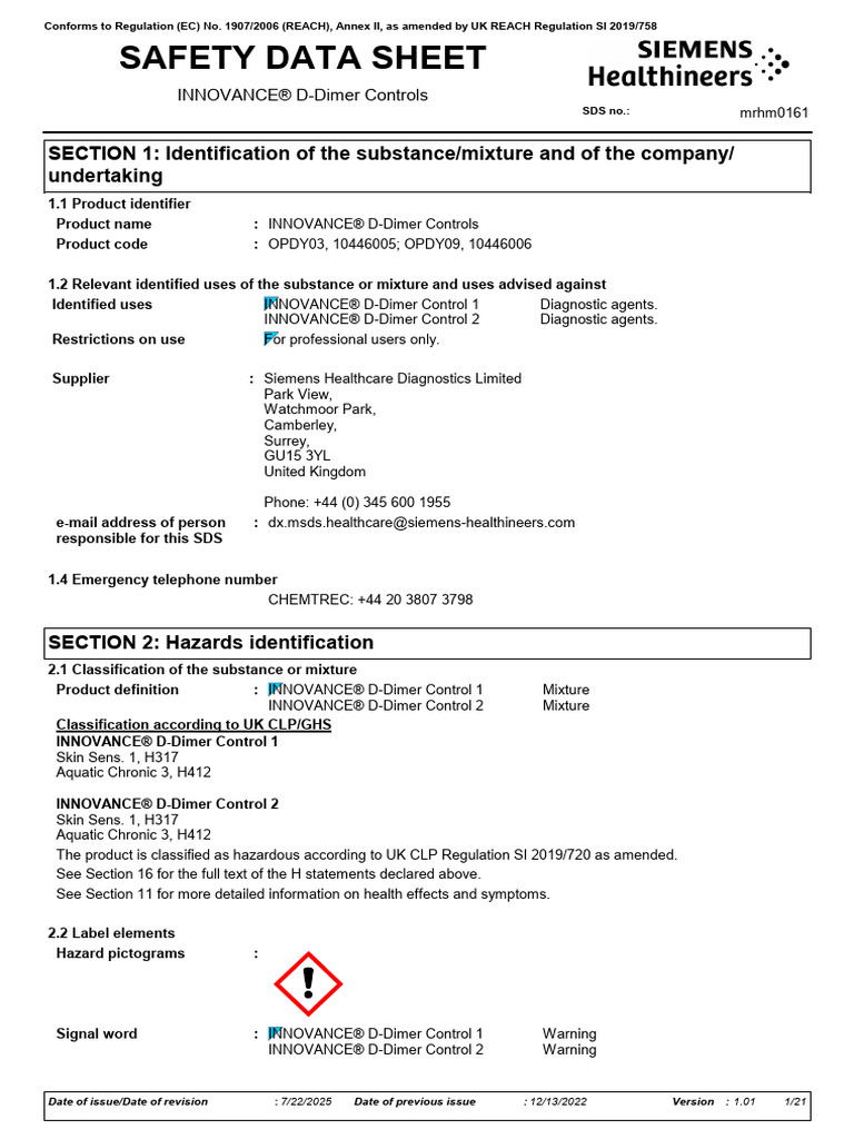 INNOVANCE D-Dimer Controls United Kingdom DXDCM 09017fe9807969d0-1753279912687 | PDF | Safety ...