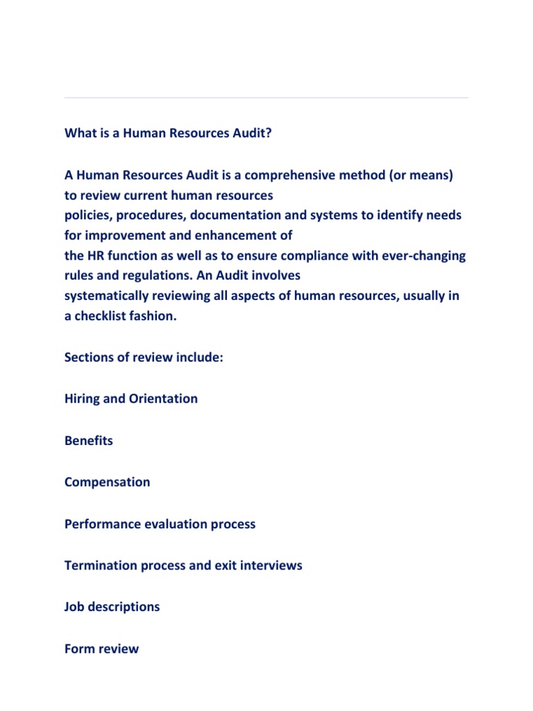 What Is A Human Resources Audit | PDF | Human Resource Management | Audit