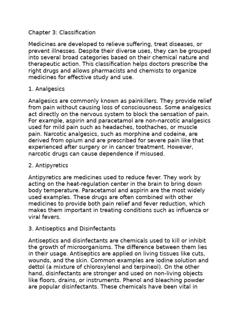 Medicine Classification Overview | PDF | Analgesic | Disinfectant