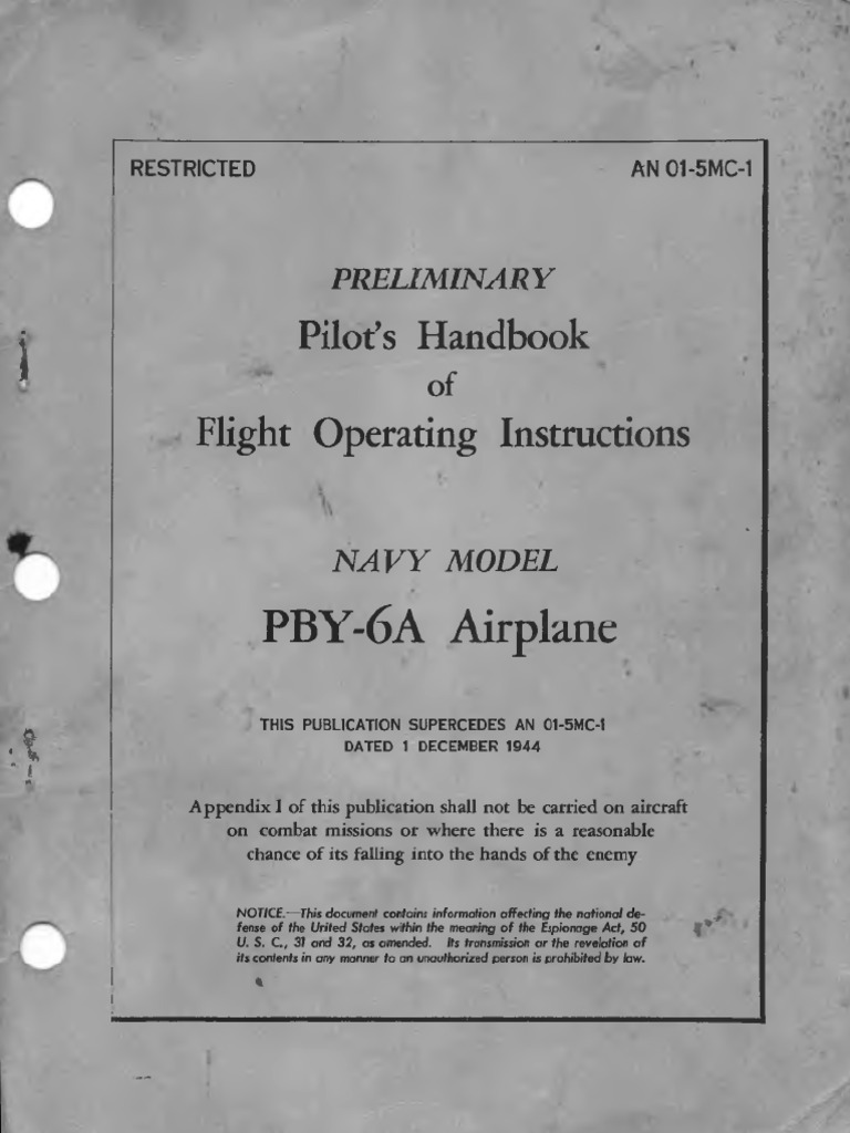 Consolidated PBY-6A Catalina Pilots Training Manual | PDF