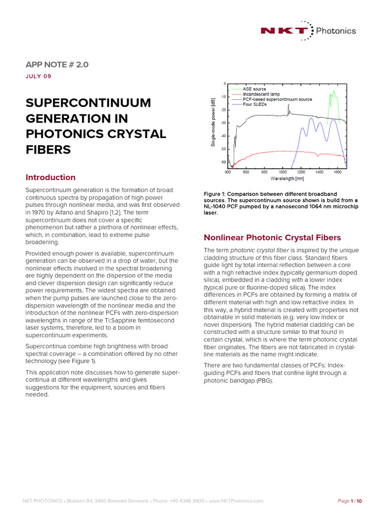 Supercontinuum Generation in Photonic Crystal Fibers Updated | PDF ...