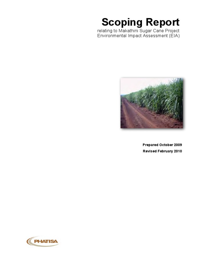 Scoping Report - Makathini Sugar Cane Project EIA PDF (SMALL FILE) | PDF | Environmental Impact ...