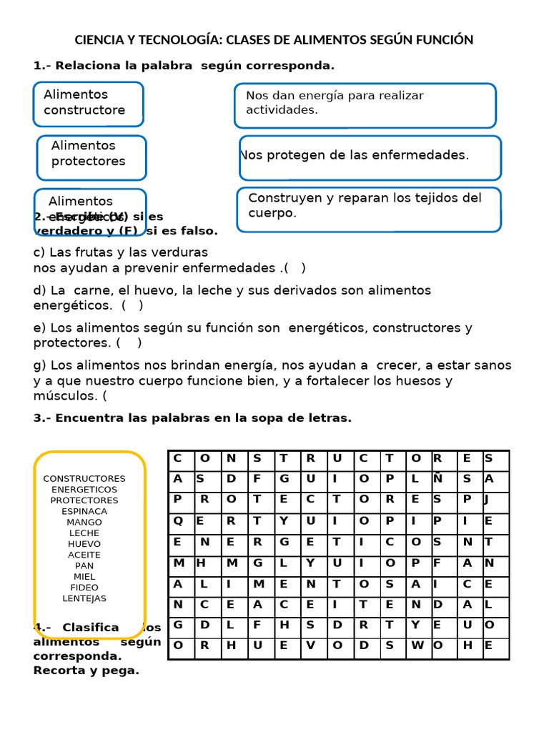 Clases de Alimentos y Funciones | PDF