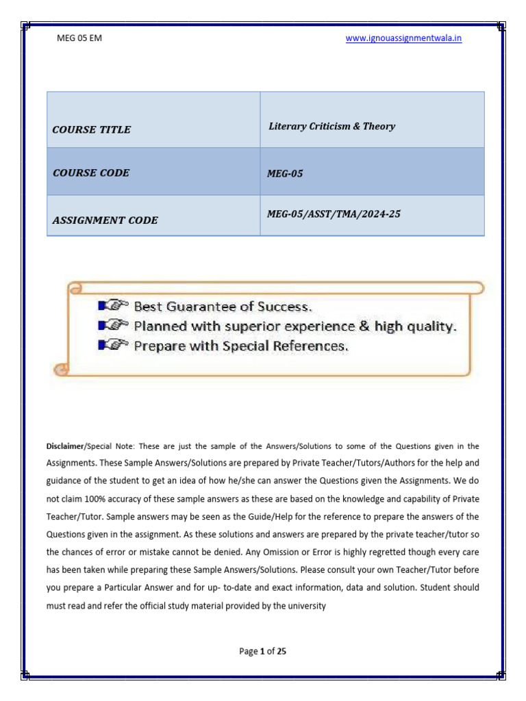 Meg-05 em Solved Assignment 2024 25 | PDF | Postmodernism | Marxism