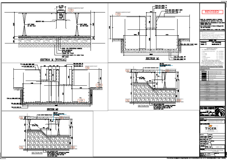 Raft Foundation Sections and Levels | PDF | Beam (Structure) | Materials