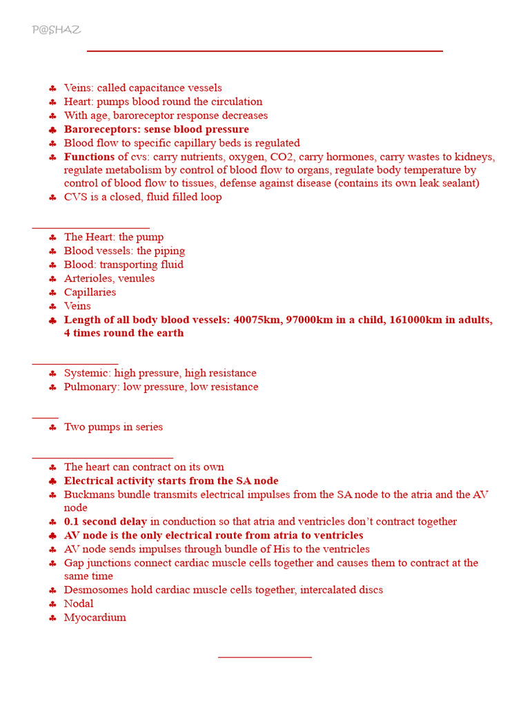 CVS Notes | PDF | Heart Valve | Diastole