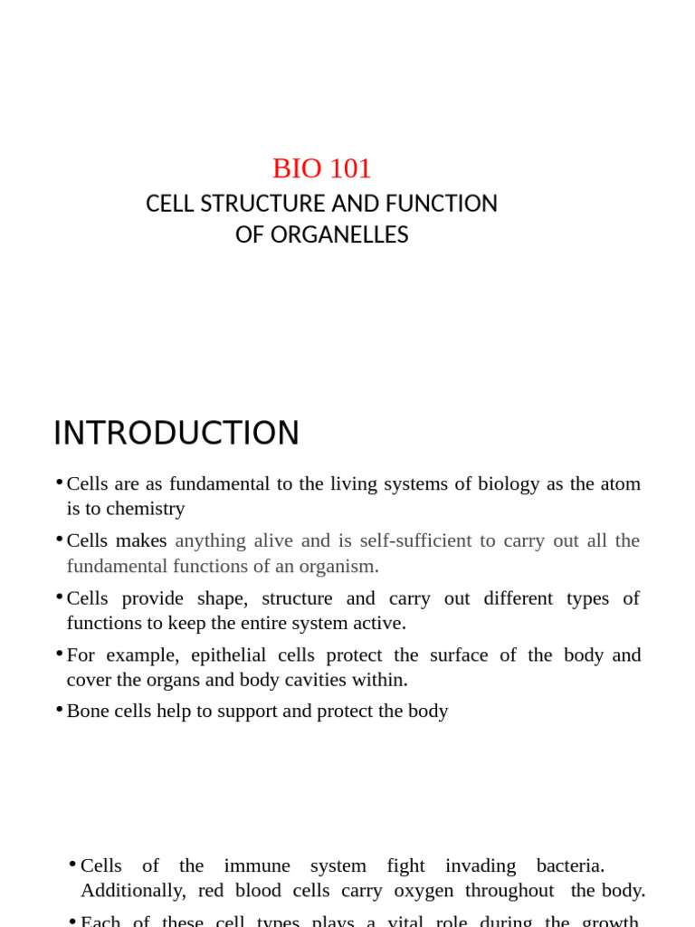 Bio 101 Cell Structure and Function | PDF | Cell (Biology ...