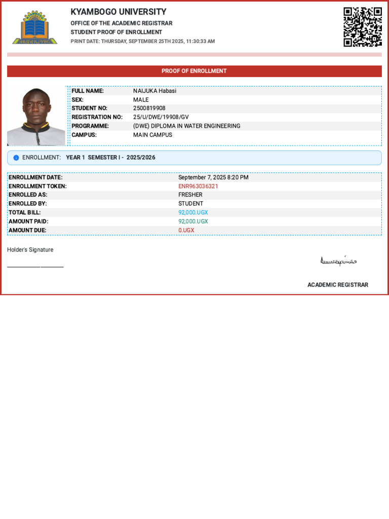 Proof of Enrollment | PDF