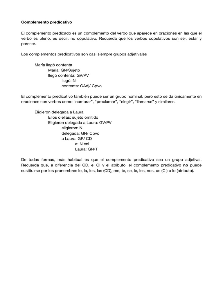 El Complemento Predicativo | PDF