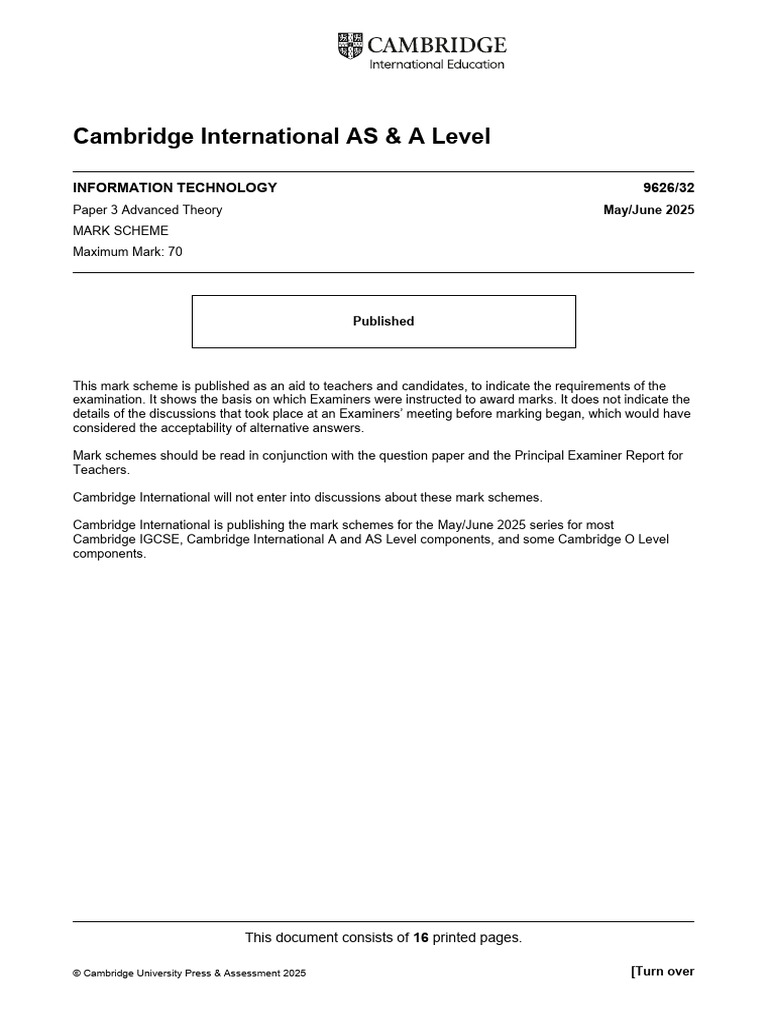Cambridge International AS & A Level: Information Technology 9626/32 ...