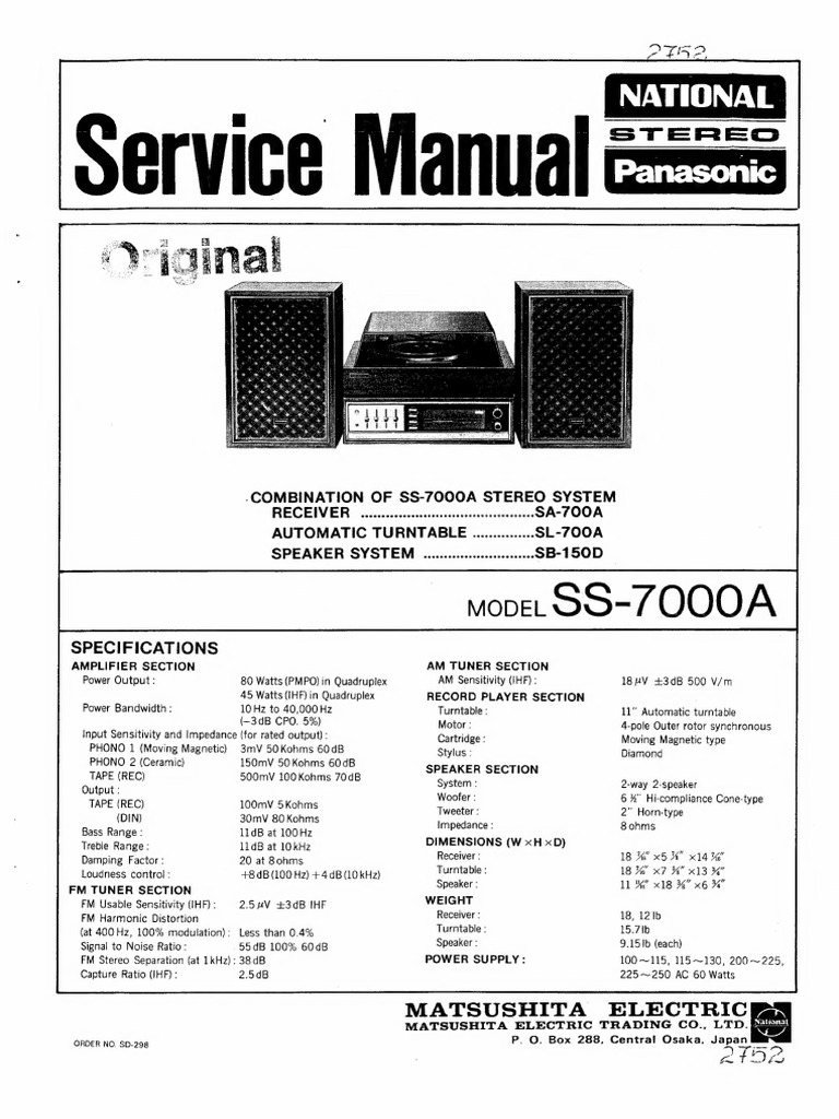 National Stereo Ss7000a | PDF | Frequency Modulation | Inductor