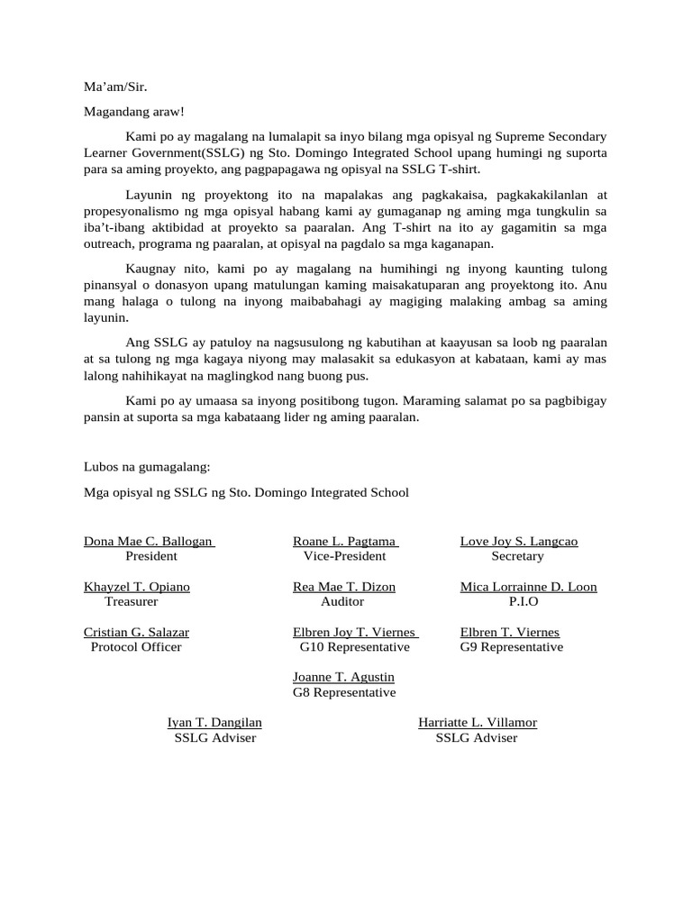 SSLG Solicit Letter | PDF