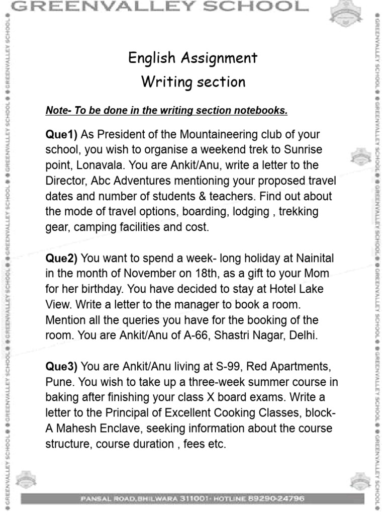 Writing Section - Letter | PDF