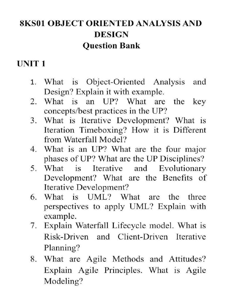 Question Bank OOAD CT1 | PDF