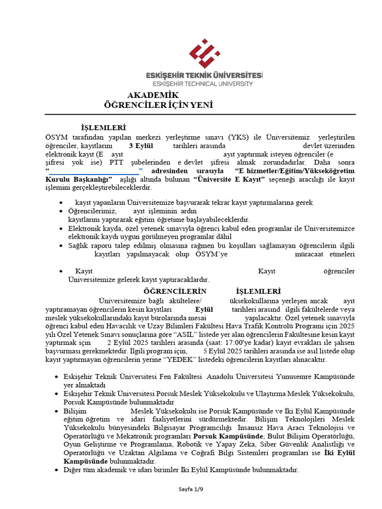 28 - 08 - 2025 Sonki Yeni Kayıt Duyurusu | PDF