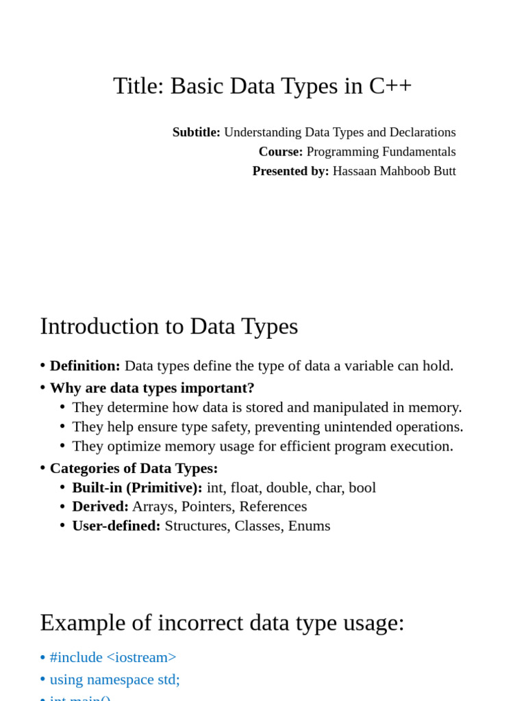 Programming Fundamentals | PDF | Data Type | Pointer (Computer Programming)