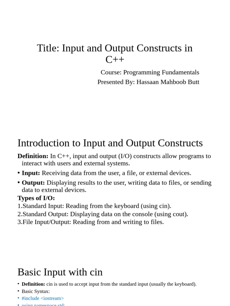 Programming Fundamentals | PDF | Namespace | C++