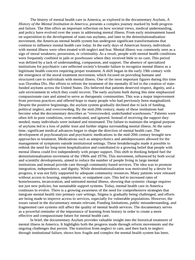 Asylum | PDF | Psychiatric Hospital | Mental Health