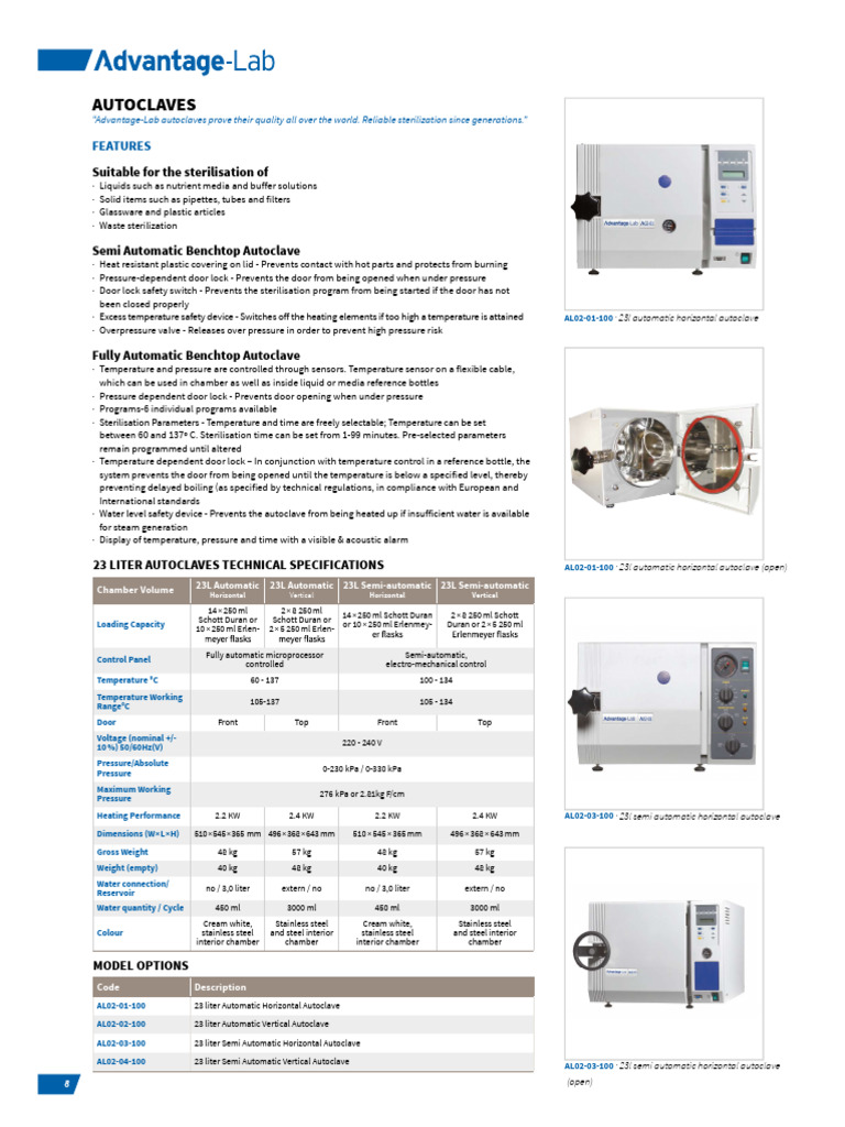 23L Benchtop Autoclaves Overview | PDF | Sterilization (Microbiology)