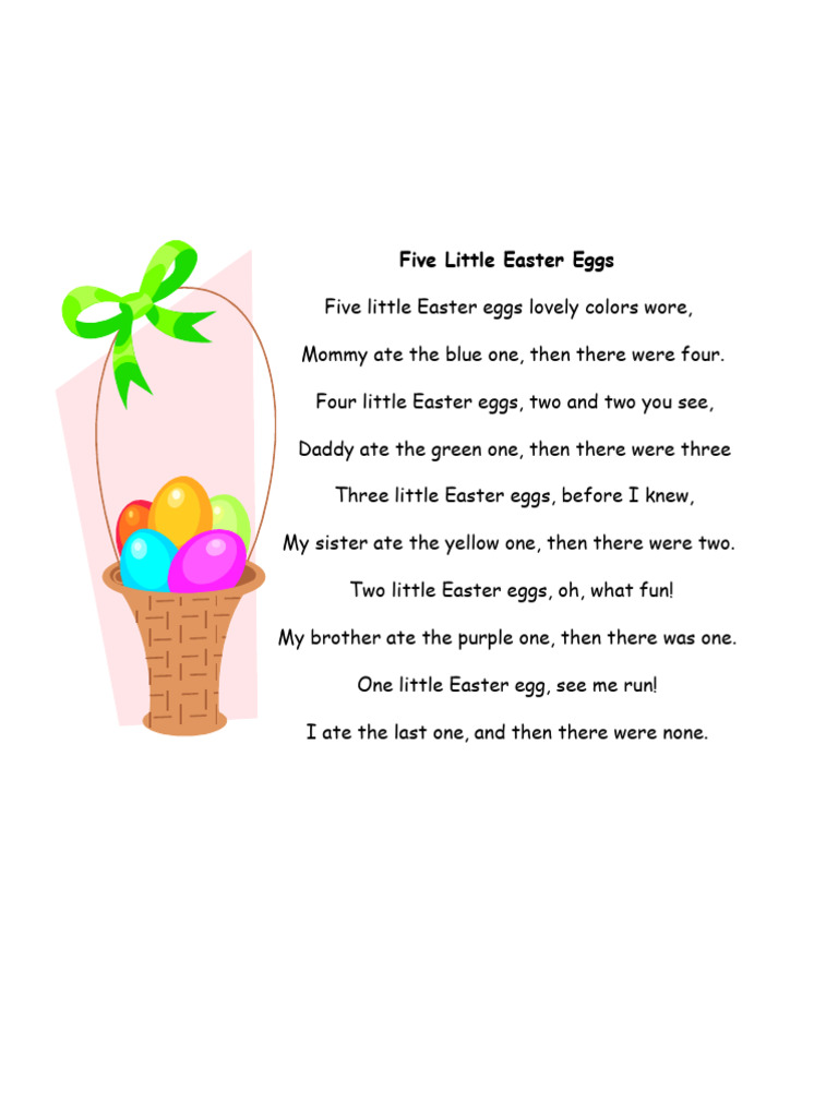 Five Little Easter Eggs Poem | PDF