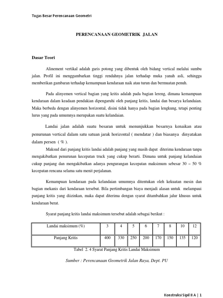 Perencanaan Geometri Jalan dan Kemiringan | PDF