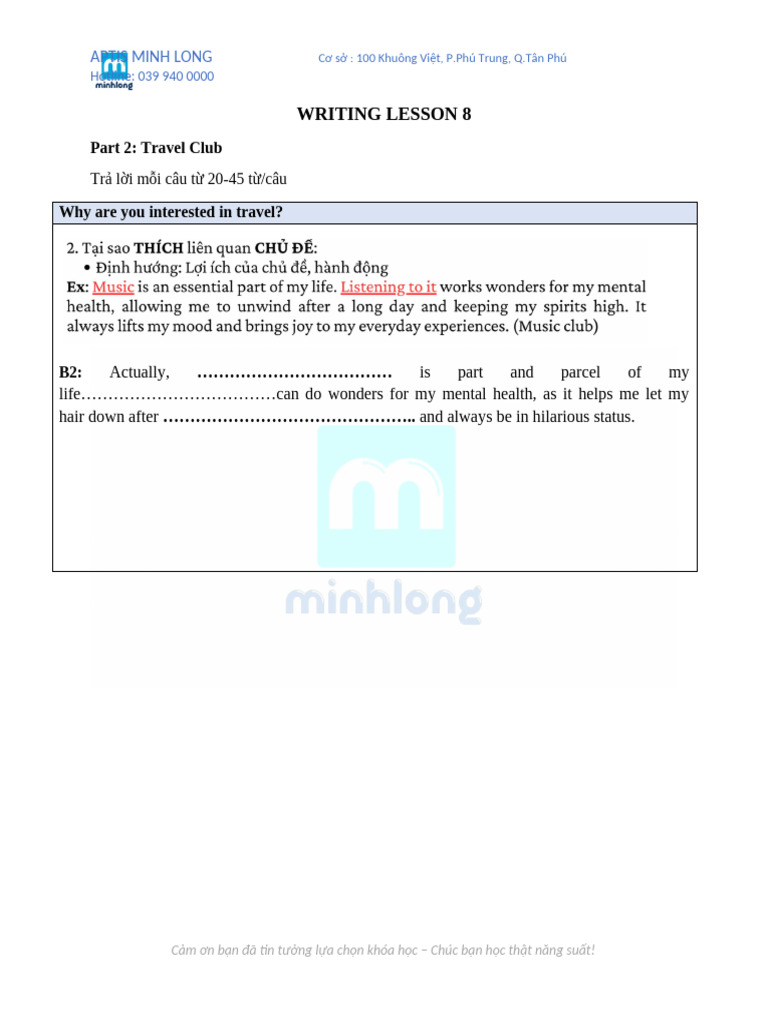HV b2 - Writing Lesson 8 | PDF