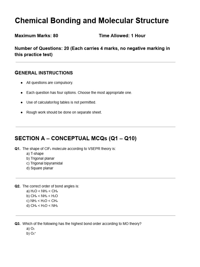 Chemical Bonding and Molecular Structure | PDF | Chemical Bond | Atoms