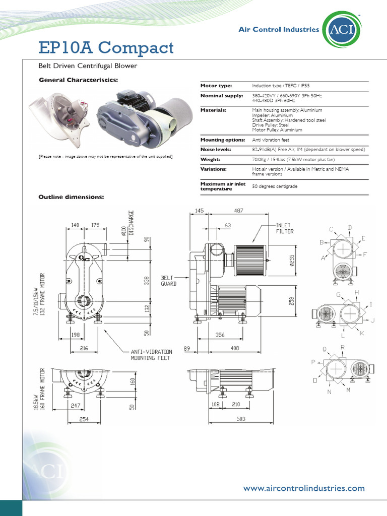 EP10A Compact Belt Driven Blower Specs | PDF | Belt (Mechanical ...