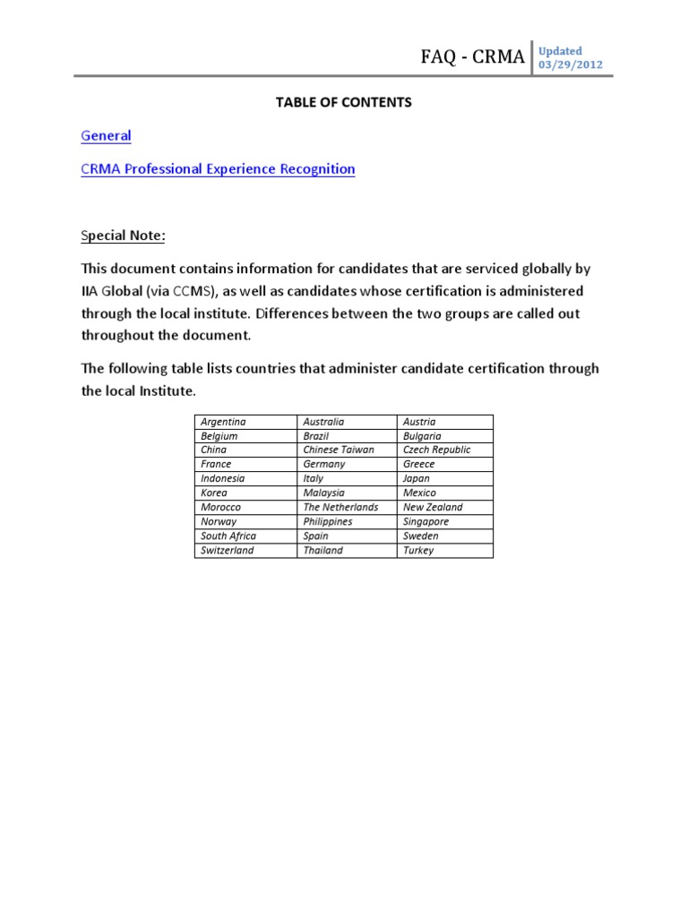 Faq - Crma | PDF | Professional Certification | Credit Card