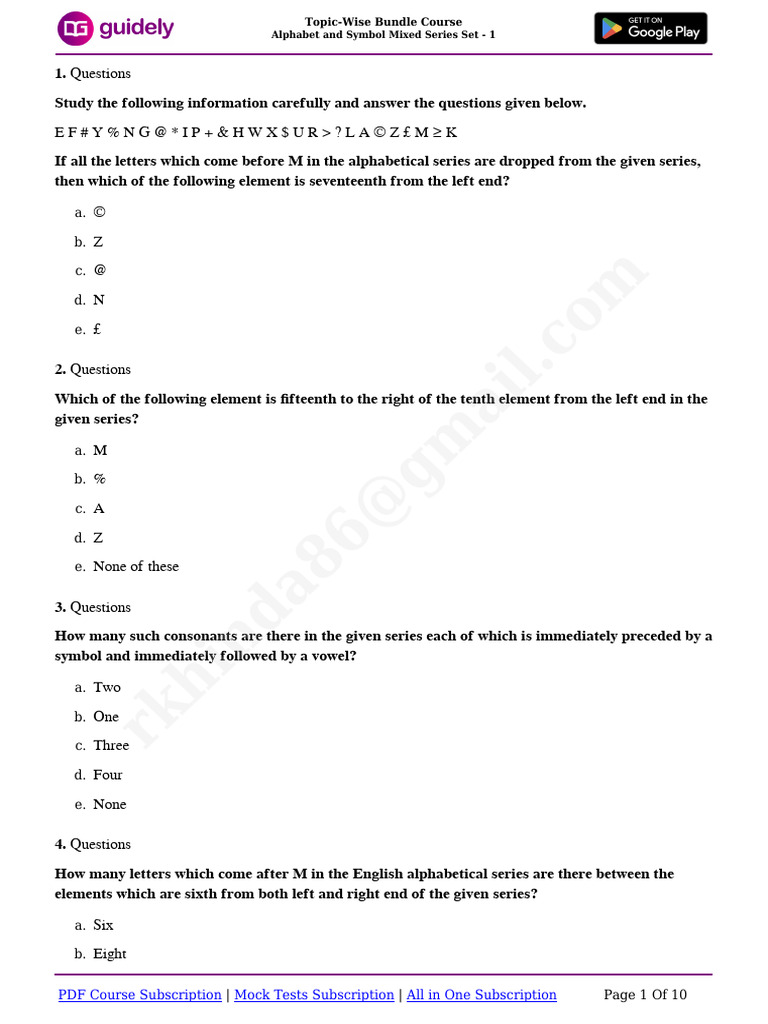 Alphabet and Symbol Series Questions | PDF | Alphabet | Consonant
