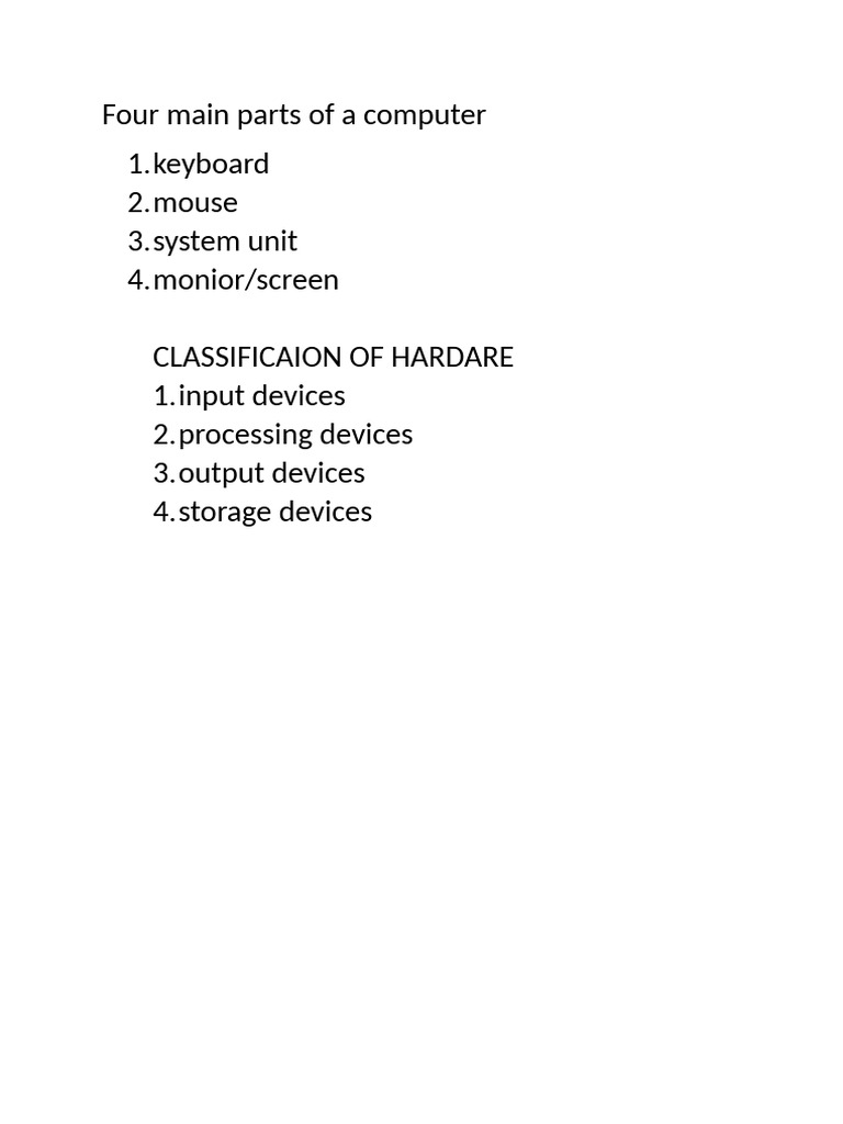 Four Main Parts of A Computer | PDF