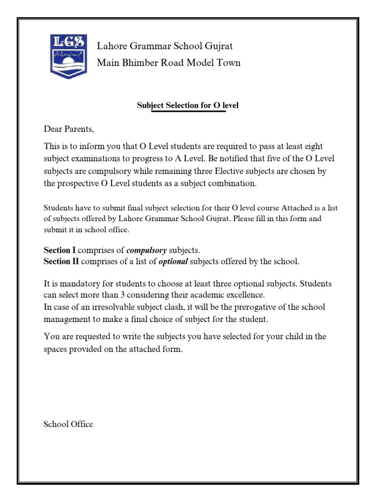 O Level Subject Selection Guide 2025 | PDF