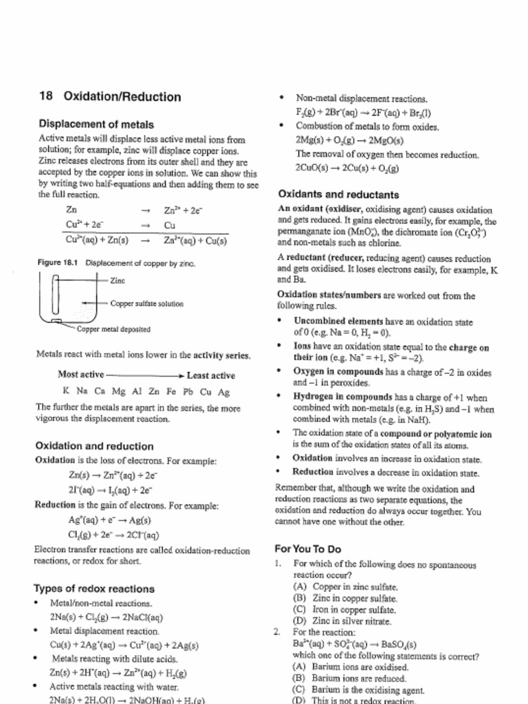 Galvanic Cells & Redox WS | PDF