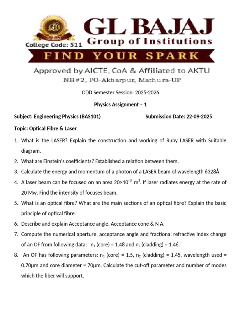 Physics Assignment 1 | PDF