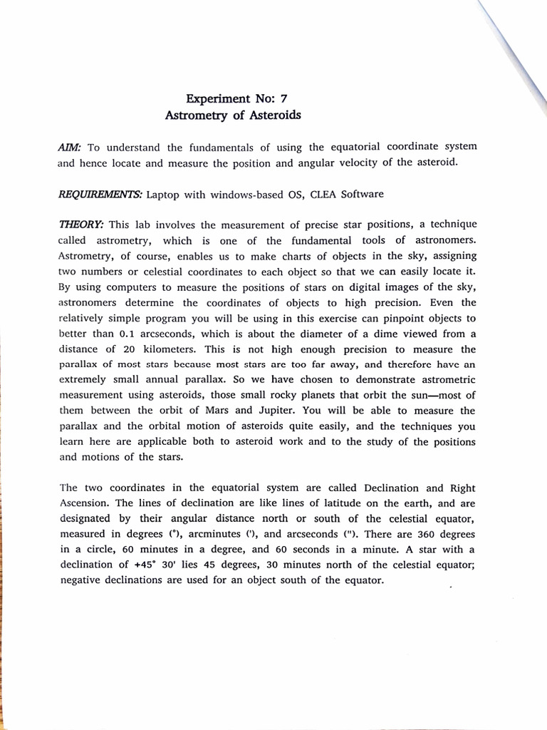 Astrometry Techniques for Asteroids | PDF | Astrometry | Celestial ...