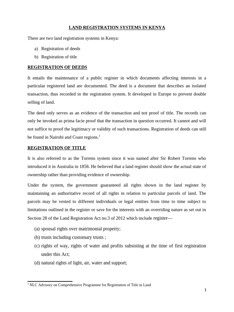 Land Registration Systems in Kenya | PDF | Real Estate Appraisal ...