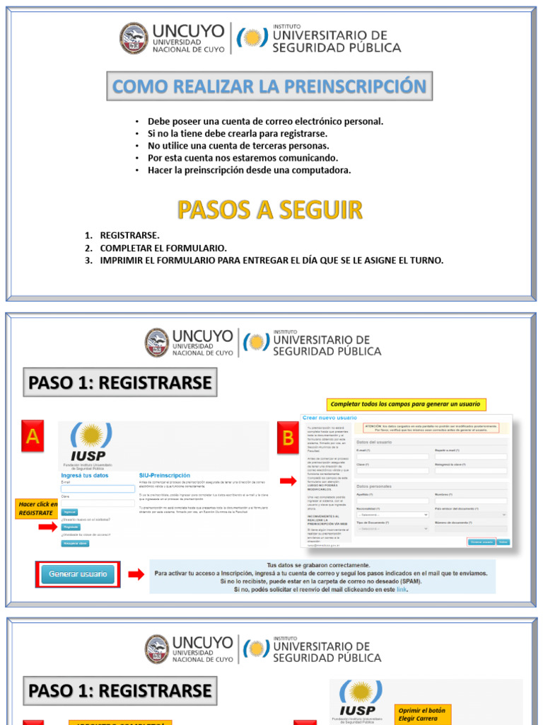 Guía de Preinscripción Paso a Paso | PDF