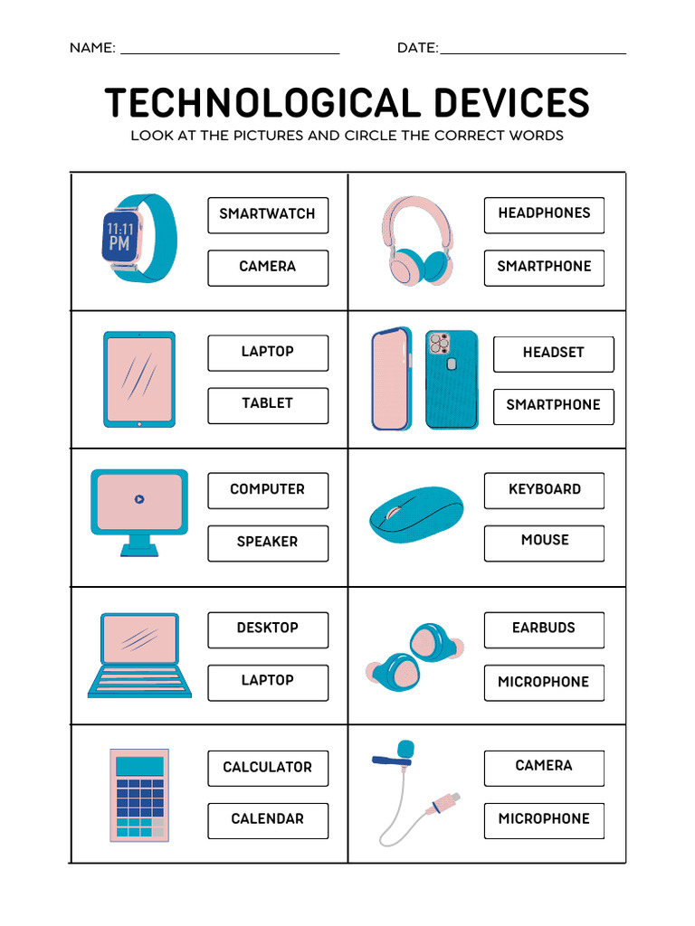 Technological Devices Vocabulary Worksheet | PDF