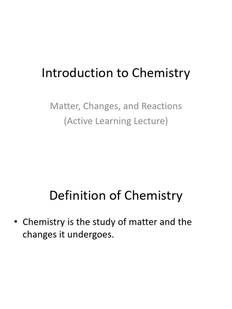 Chemistry Intro ActiveLearning DR - Muhammad Balal | PDF