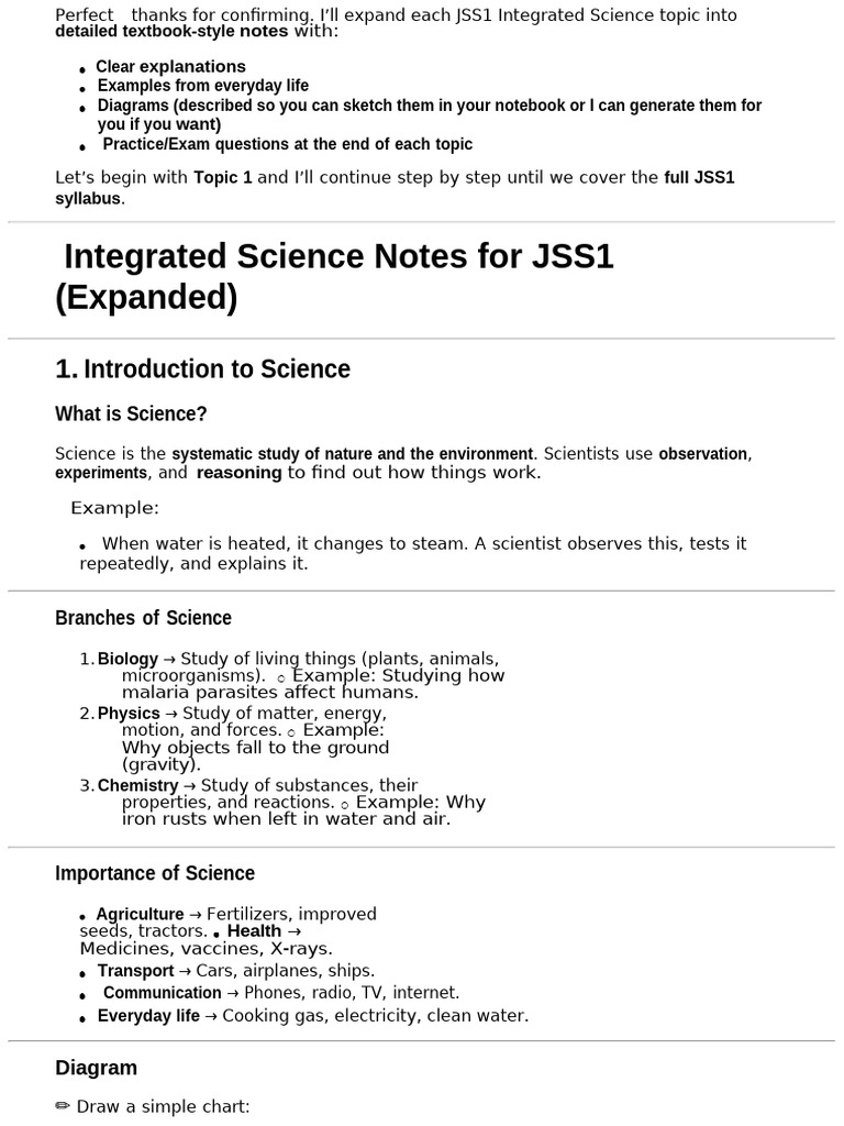 JSS1 Integrated Science Notes Overview | PDF | Soil | Human Body