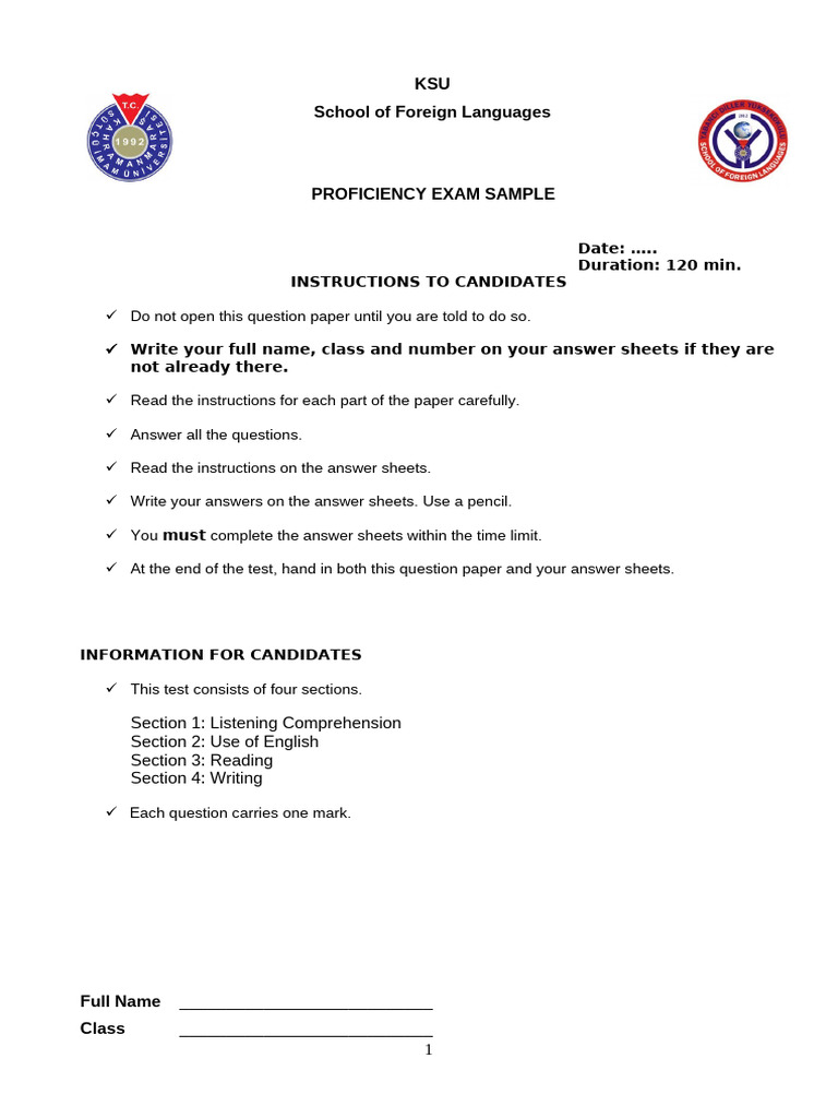 KSU Foreign Language Proficiency Exam Guide | PDF | Telepathy