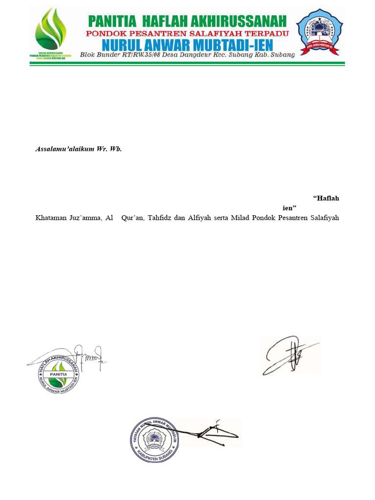 Undangan Haflah Akhirussanah H. Pepep Saepul Hidayat, S.ikom. | PDF