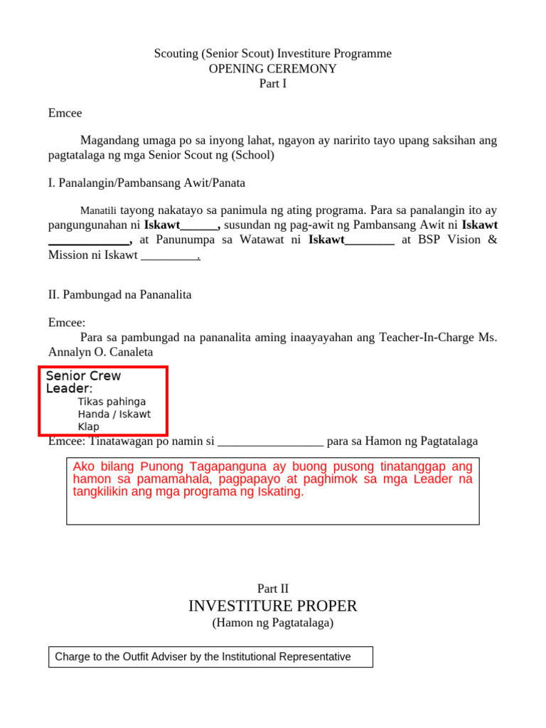 Investiture Program | PDF